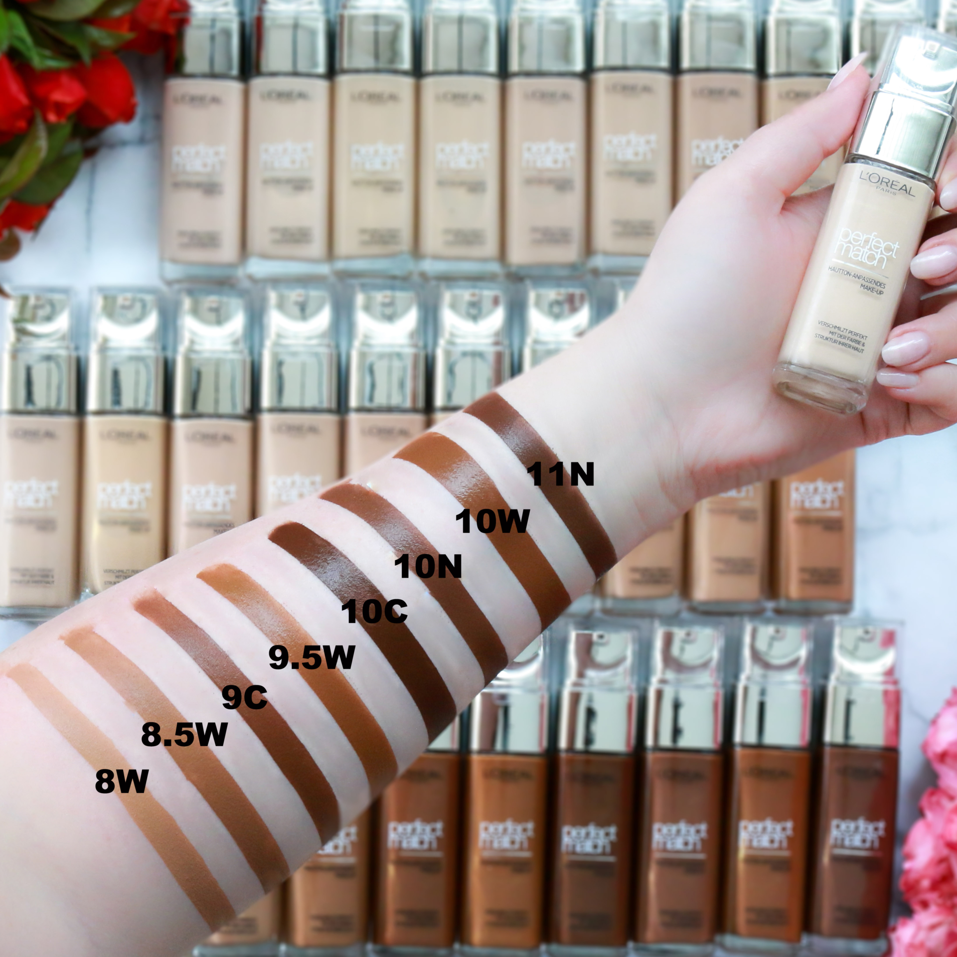 Swatches Loreal Perfect Match Foundation -29 Farben - InnenAussen